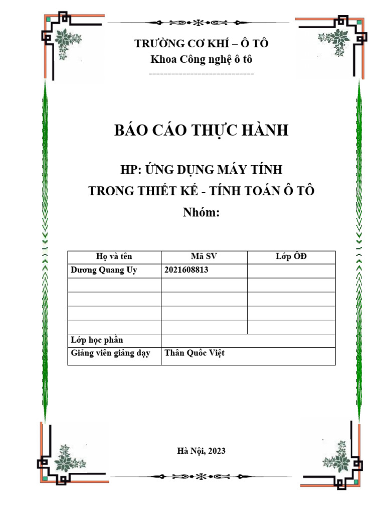 Mẫu BCTH - LẦN 1 | PDF