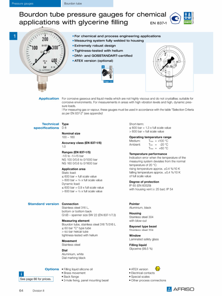 Pressure Gauge D802 | PDF