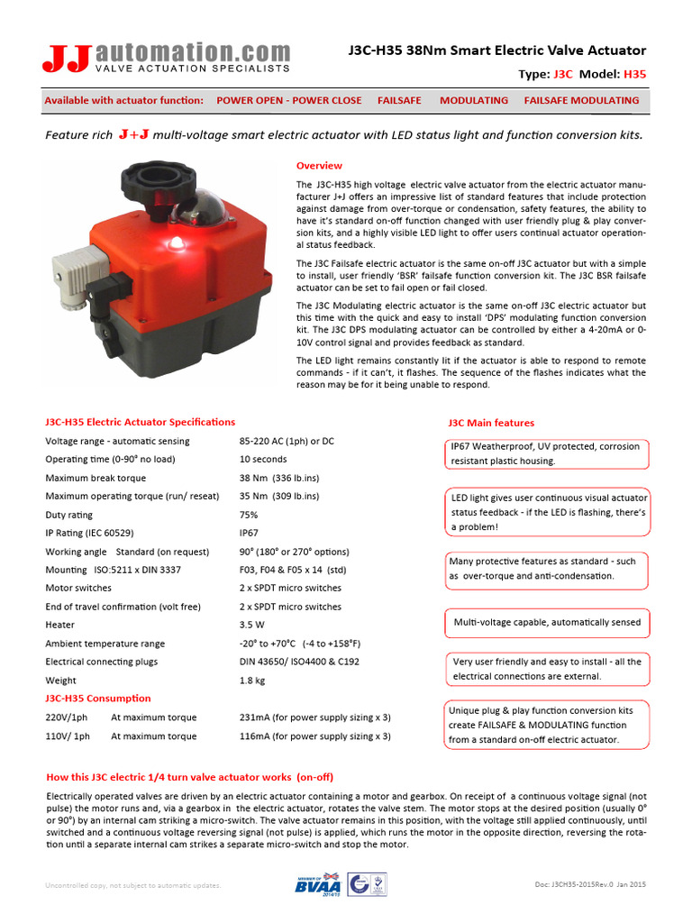 J3C H35 IP67 Electric Valve Actuator | PDF | Actuator | Electrical Connector