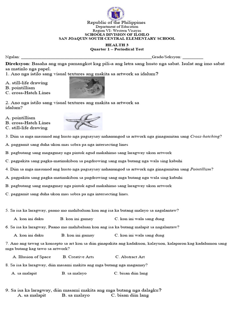 1st Periodical Test ARTS | PDF