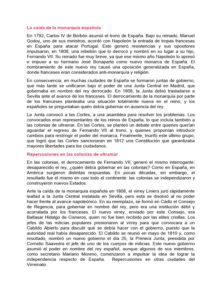 La Caída de La Monarquía Española en 1792 | PDF | Imperio español | Argentina
