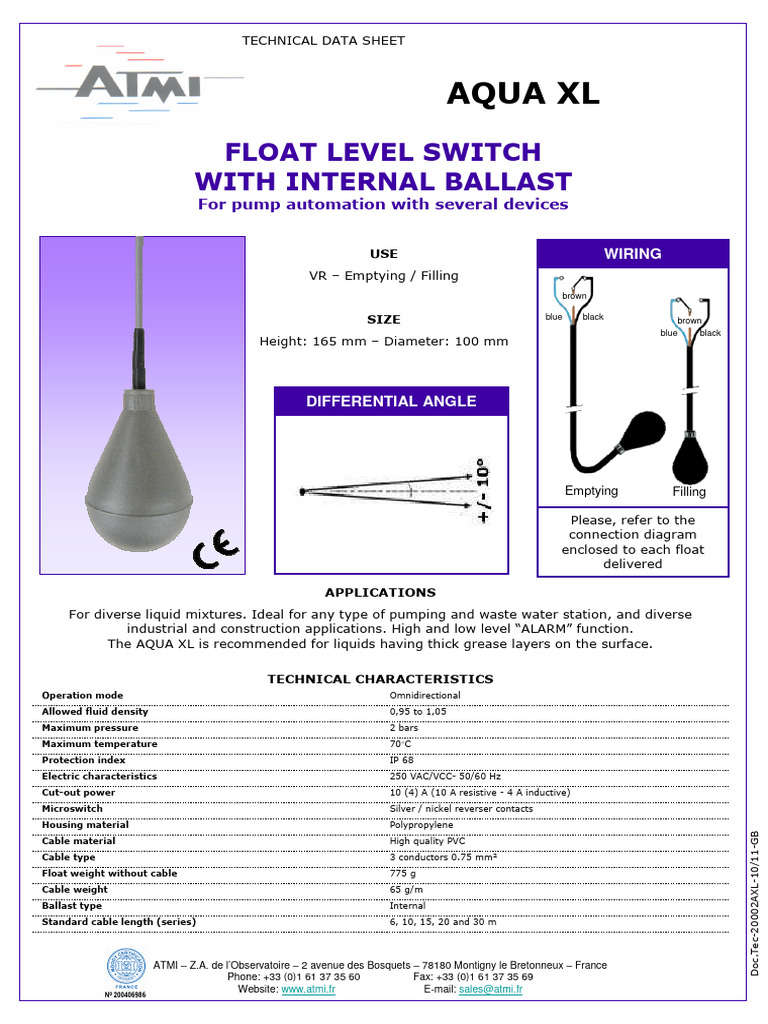 AQUA XL Data Sheet - GB | PDF | Electrical Wiring | Physical Sciences