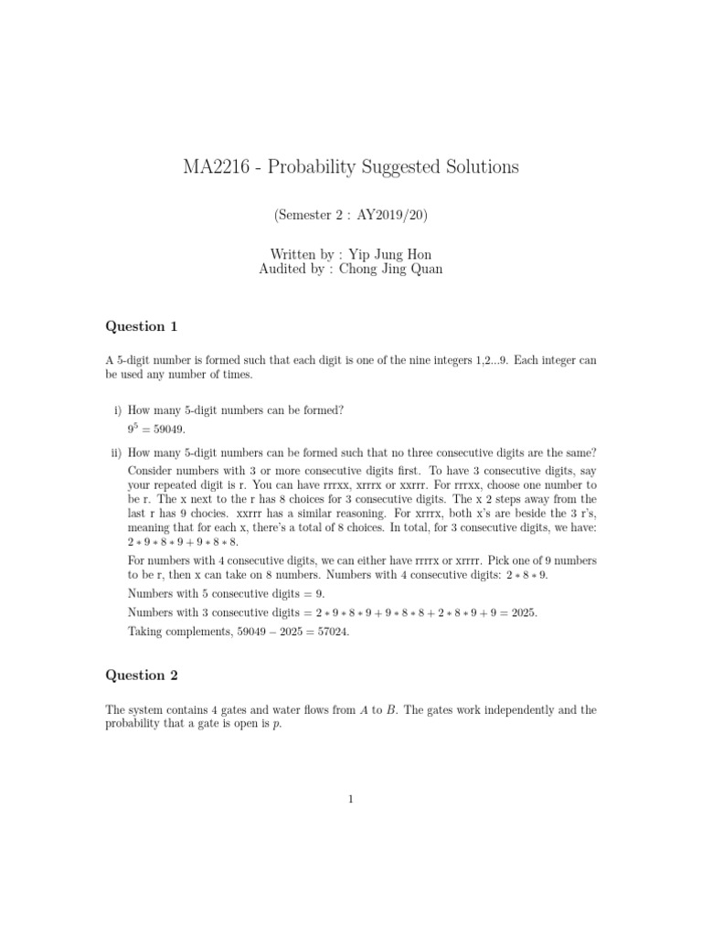 Probability Exam Solutions | PDF | Probability Density Function | Statistics