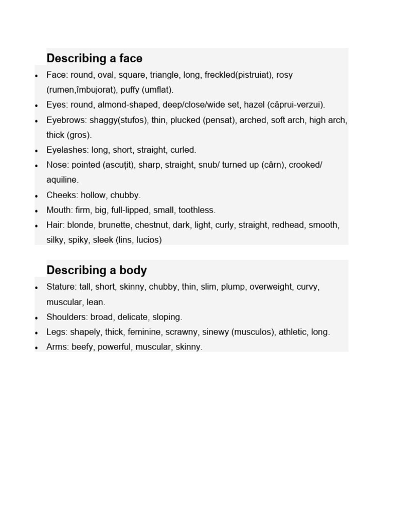 Describing A Face | PDF