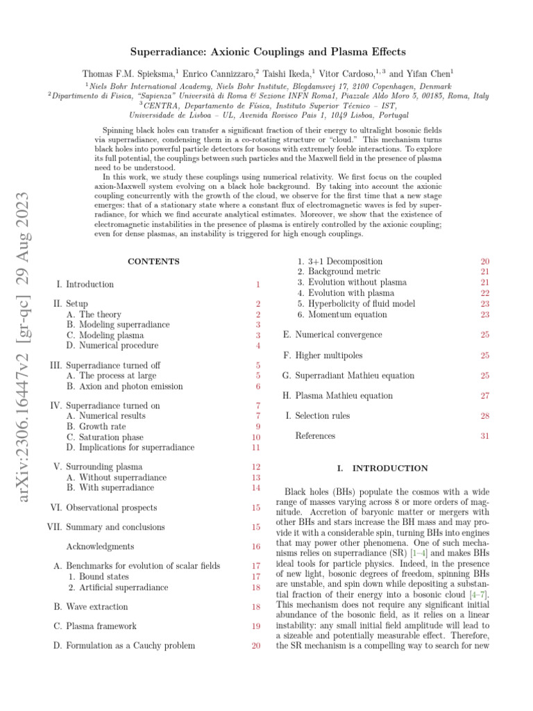 Superradiance: Axionic Couplings and Plasma Effects | PDF | Waves | Photon
