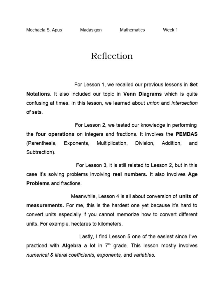 Reflection Week 1 | PDF