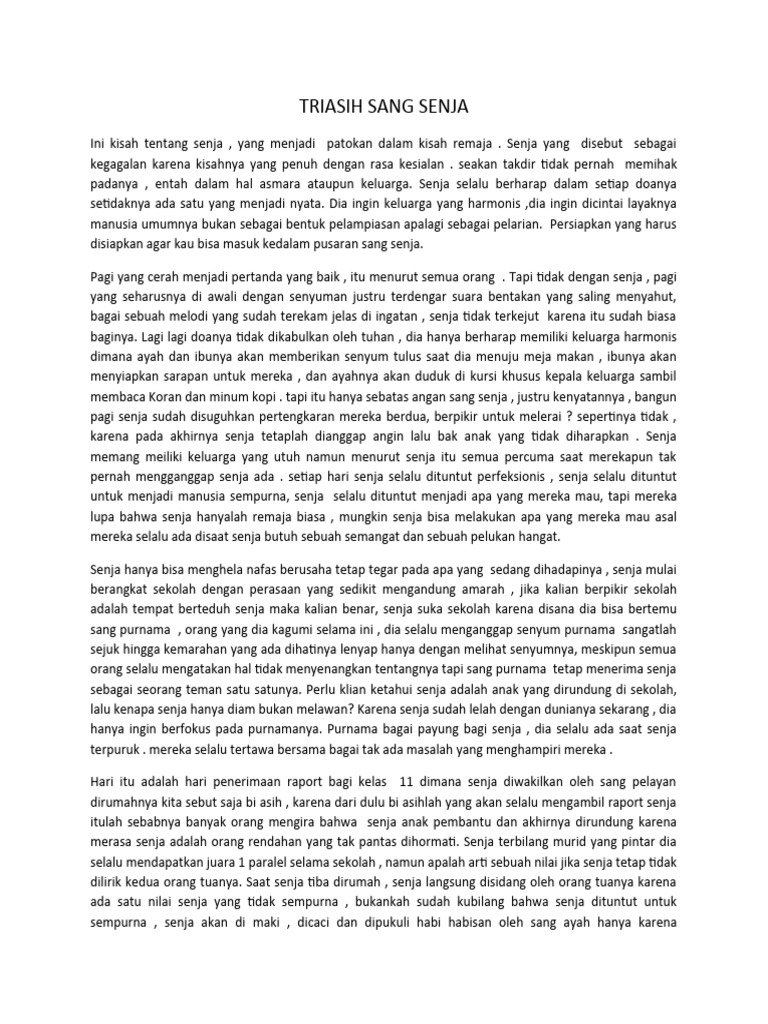 Kisah Senja: Cinta dan Kesedihan Remaja | PDF | Puisi