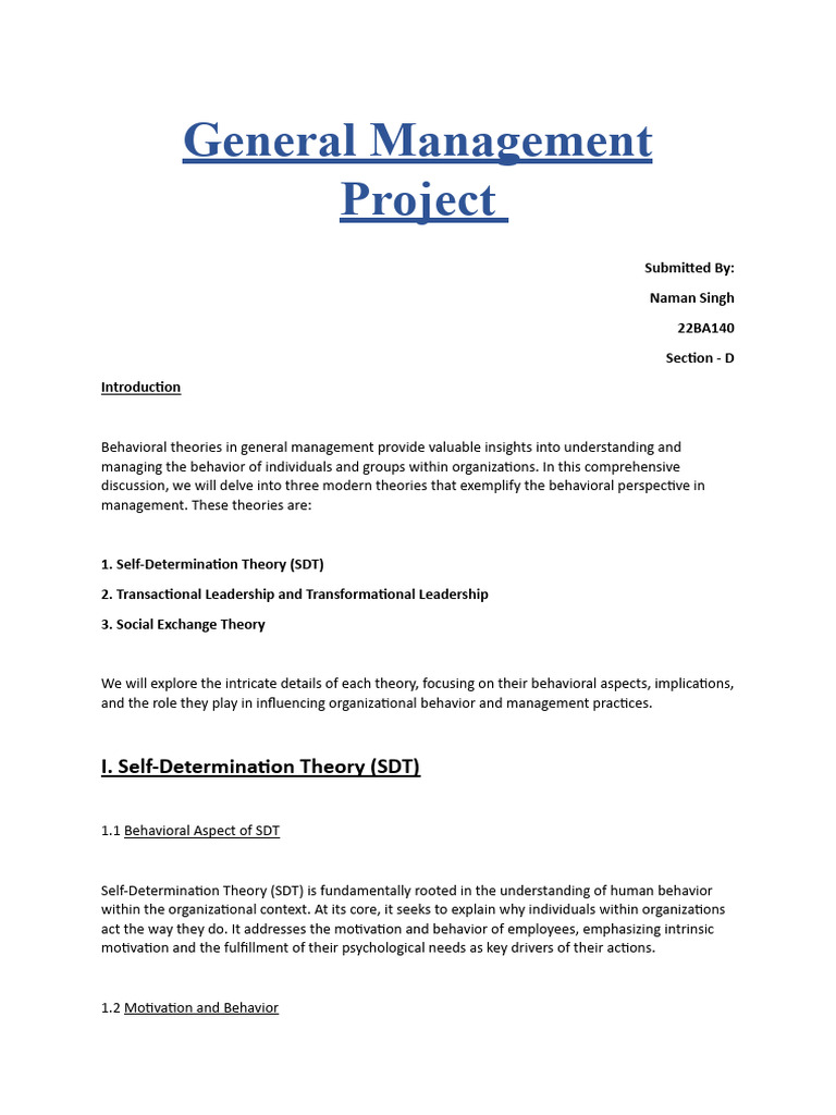 General Management Project | PDF | Transformational Leadership | Leadership