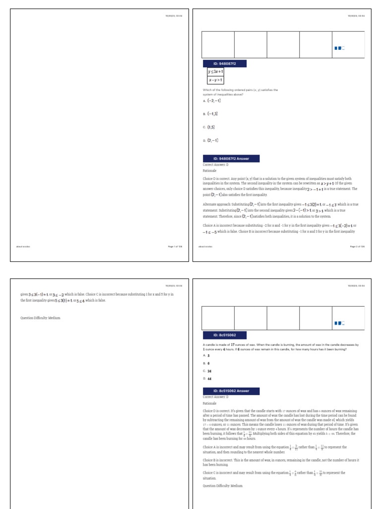 Algebra Medium Ans | PDF | Equations | Mathematics