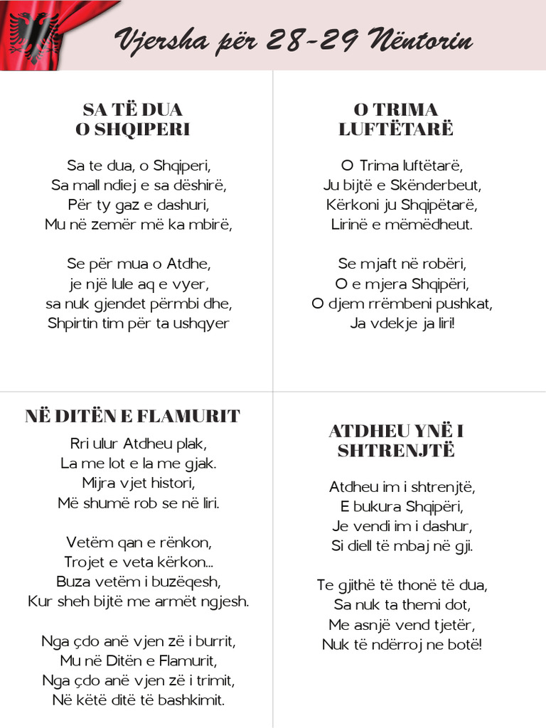 Vjersha Për 28 - 29 Nëntorin | PDF