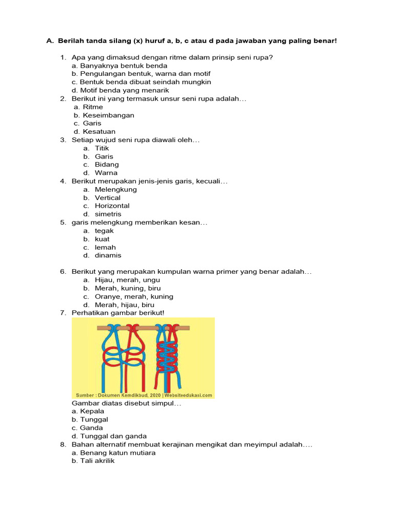 Soal Seni Rupa Kelas 5 | PDF