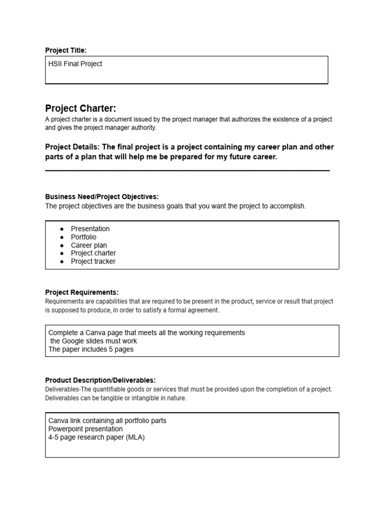 Project Charter-Hs II Spring 23 A | PDF | Project Management | Economies
