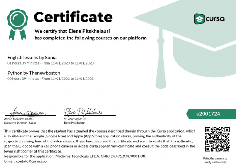 Certificate Python-English | PDF