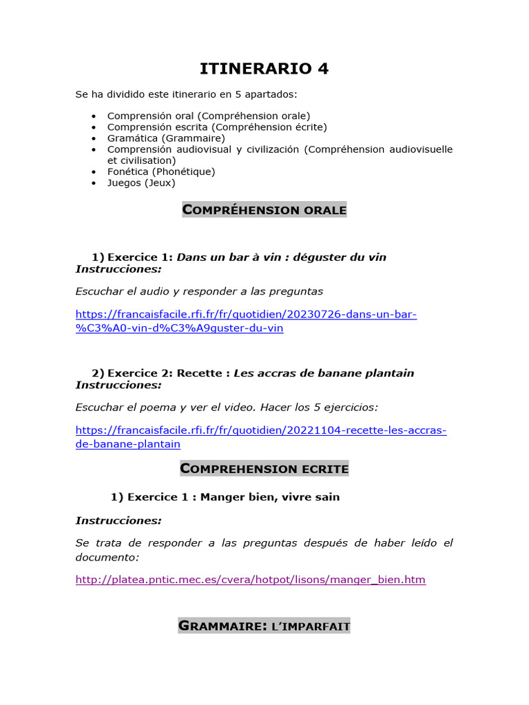 Itinerario 4 | PDF | Idiomas | Estudios de idiomas extranjeros