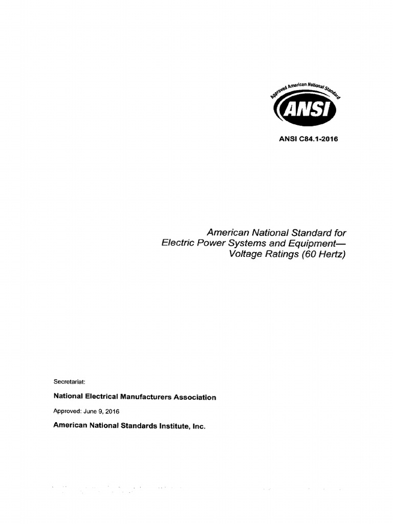Ansi C84.1 - 2016 | PDF | Mains Electricity | Electrical Engineering