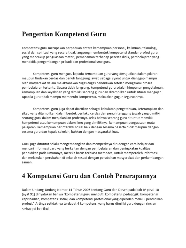 Pengertian Kompetensi Guru | PDF | Kesehatan Holistik