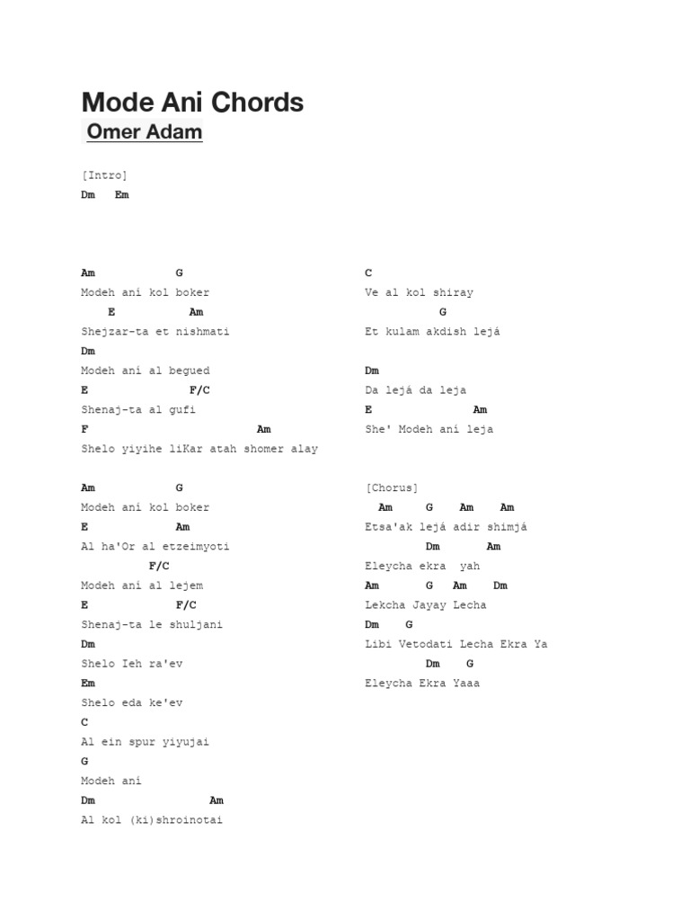 Mode Ani Chords | PDF