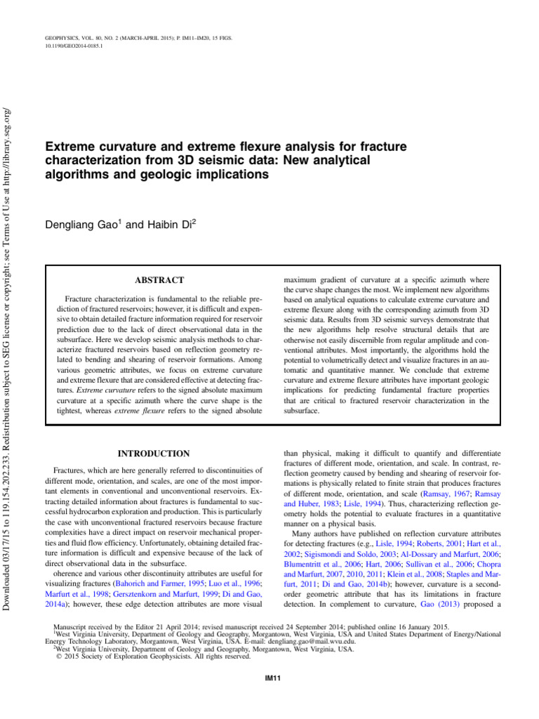 Characterization From 3D Seismic Data | PDF | Curvature | Reflection Seismology