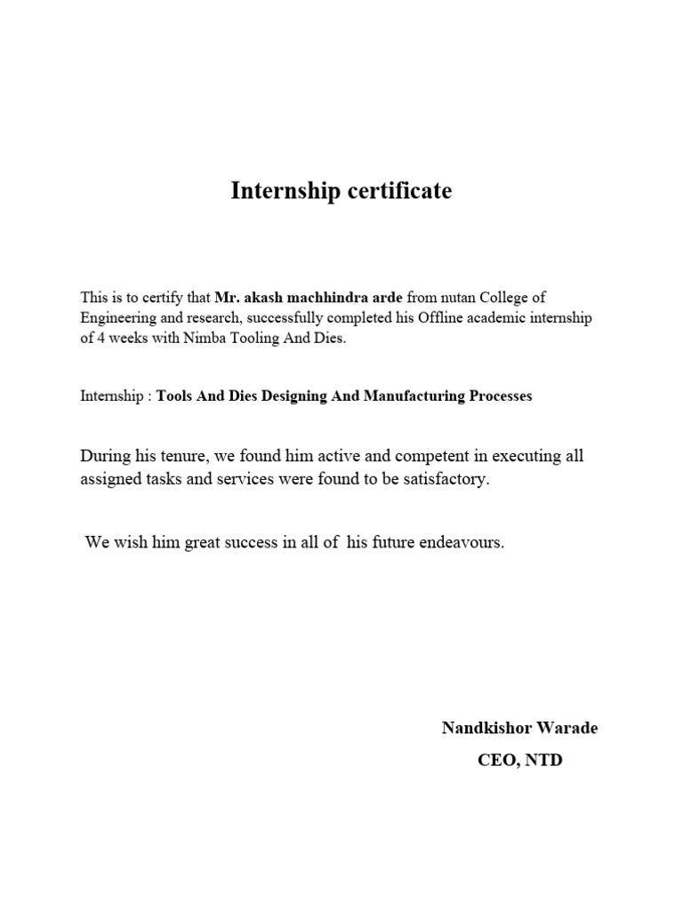 Internship Certificate Akash | PDF
