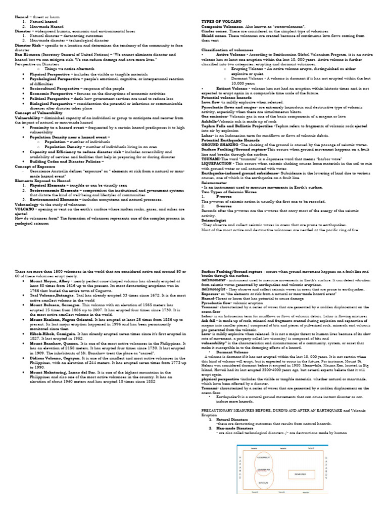 DRRR Reviewer Oct. | PDF | Volcano | Types Of Volcanic Eruptions