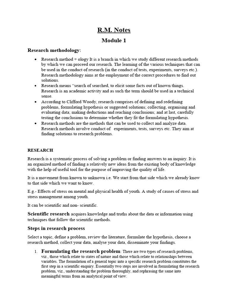 R.M. Notes | Download Free PDF | Psychophysics | Level Of Measurement