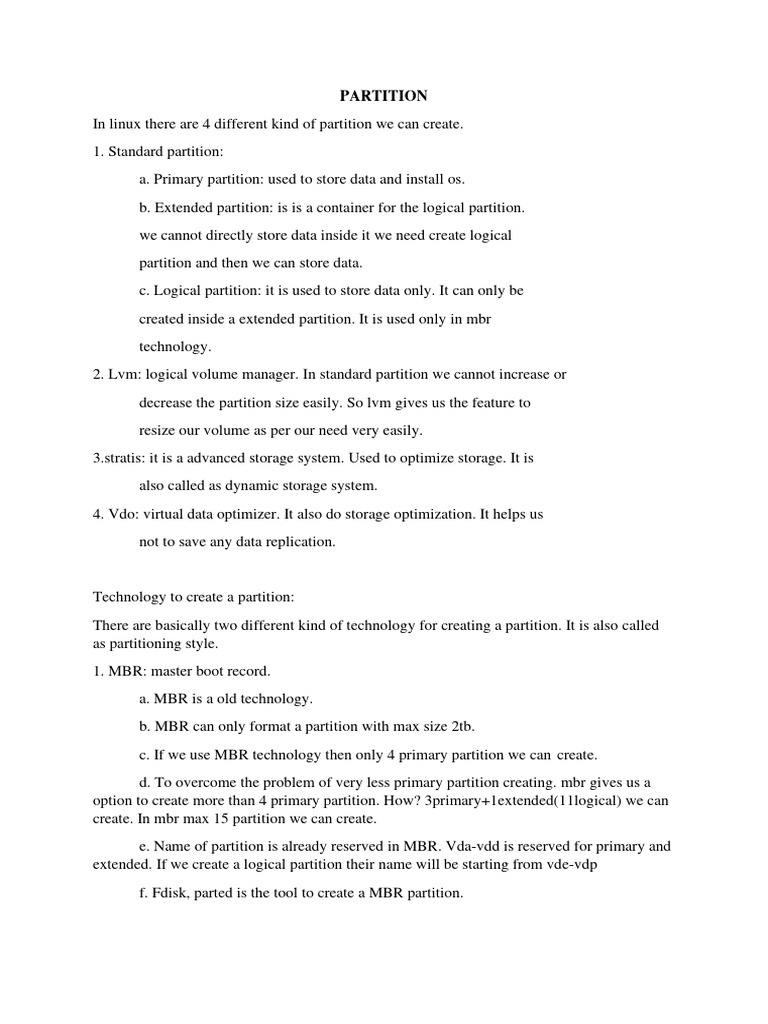 PARTITION | Download Free PDF | File System | Computer Architecture
