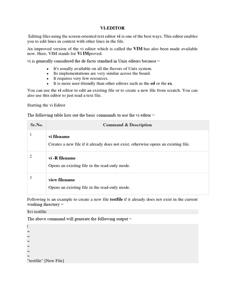 VI Editor | PDF | Computer File | Cursor (User Interface)