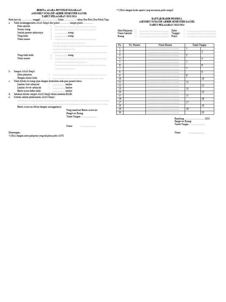 Berita Acara Dan Daftar Hadir | PDF | Griya & Taman