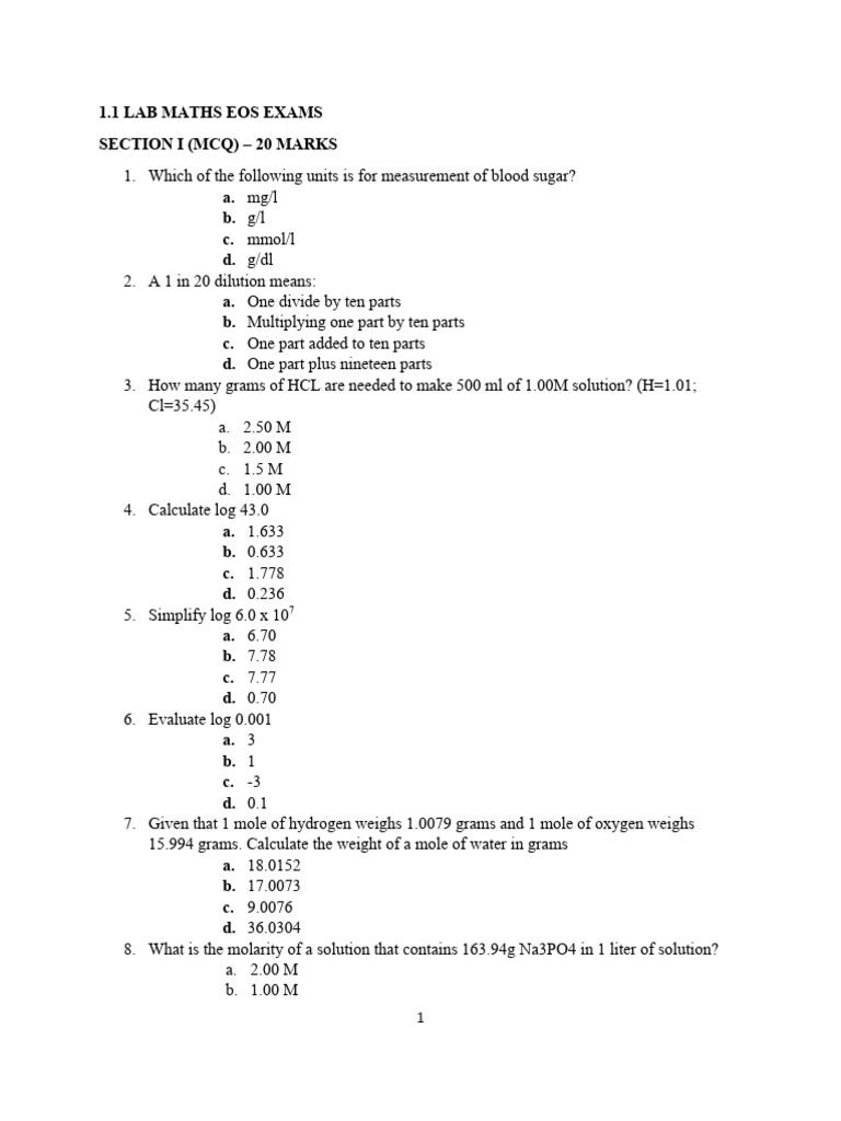1.1. Laboratory Maths | PDF | Ph | Titration