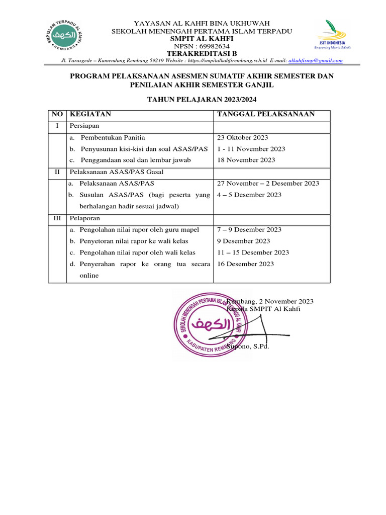 Jadwal, Timeline, Peserta PAS Dan ASAS Ganjil 2023 | PDF