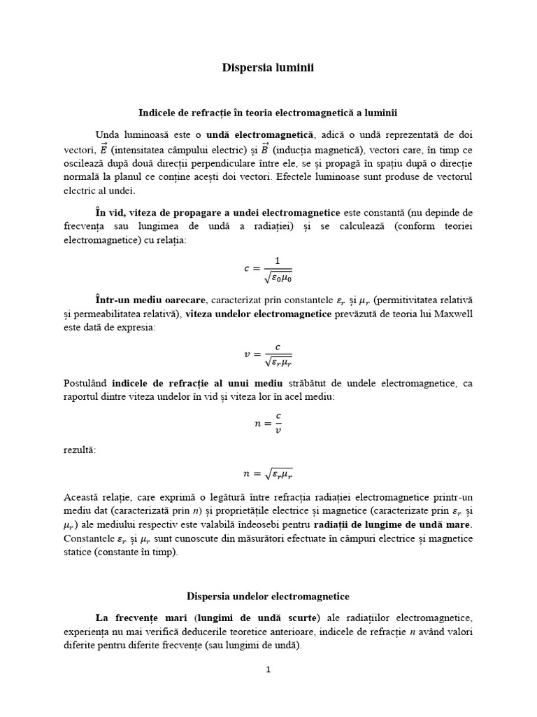 Dispersia Luminii | PDF