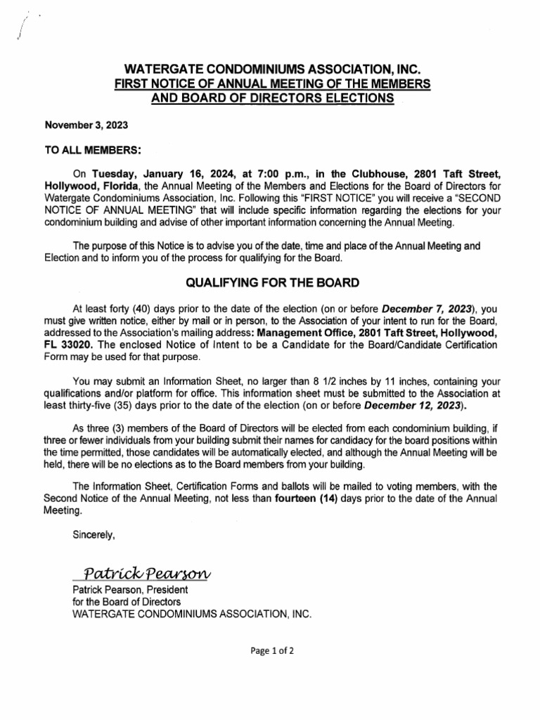 First Notice of Annual Meeting 2023 | PDF