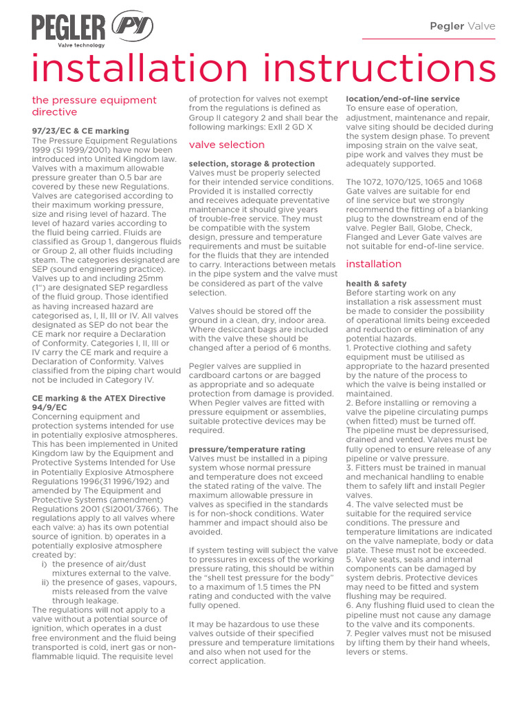 Installation Manual | PDF | Valve | Pipe (Fluid Conveyance)