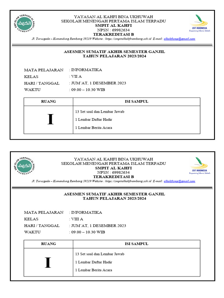 Sampul Map Soal | PDF