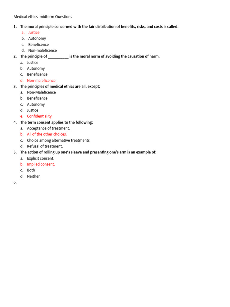 Medical Ethics Midterm Questions | PDF | Self-Improvement | Wellness