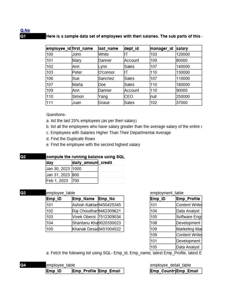 SQL Questions | PDF | Databases | Information Science
