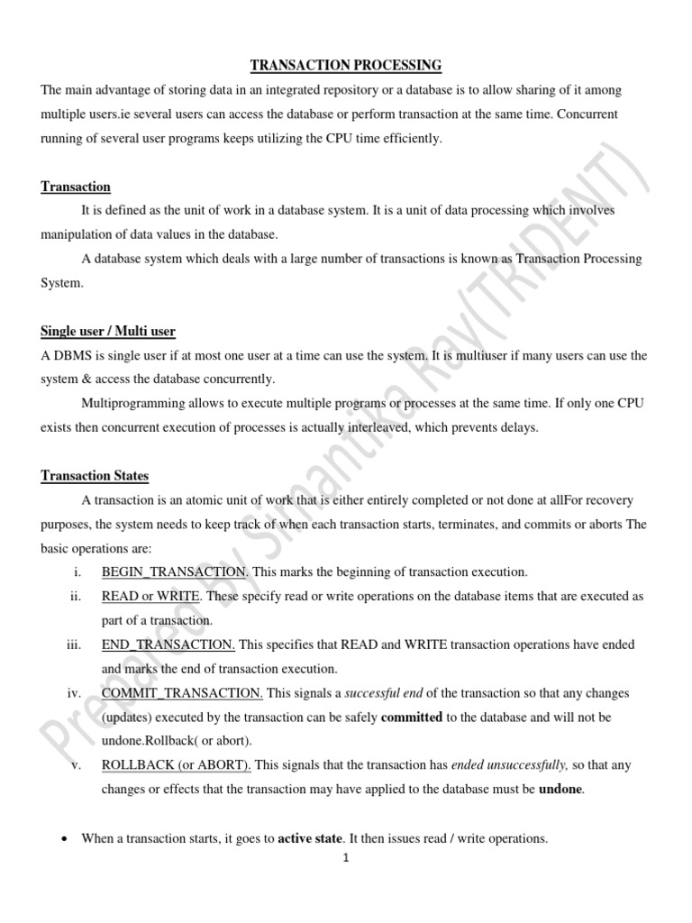 De Module5 Transactionprocessing Pdf Database Transaction Acid