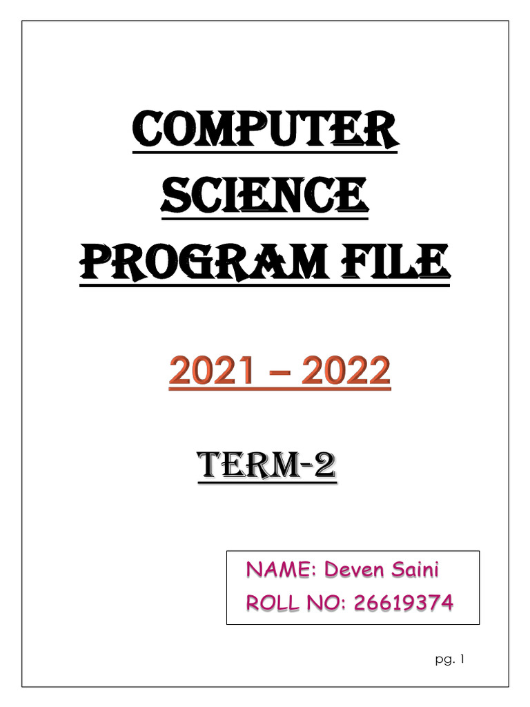 Computer Science Program File: TERM-2 | PDF