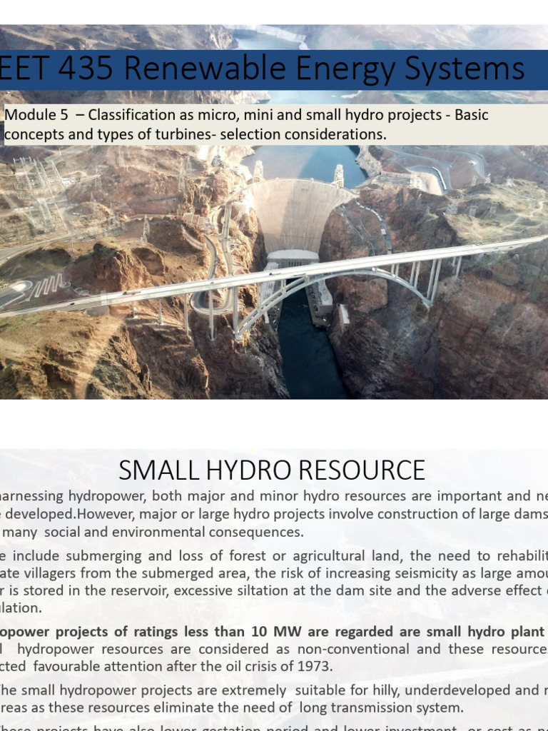 Module 5.1 Small Hydro | PDF | Turbine | Hydroelectricity