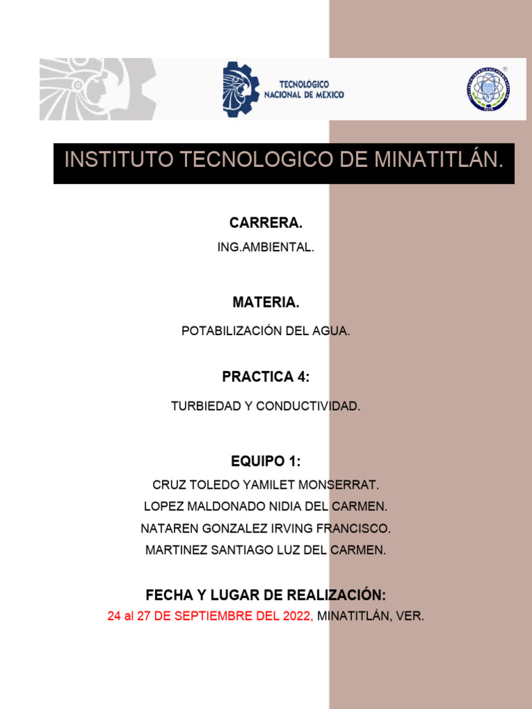 REPORTE 4 TURB CONDUCTIVIDAD Fundamento Teorioco y Mat React Sol | PDF ...