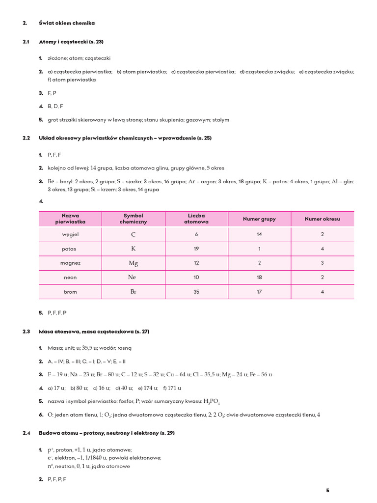 0929 Cwiczenia Chemia kl7 Odpowiedzi Druk | PDF