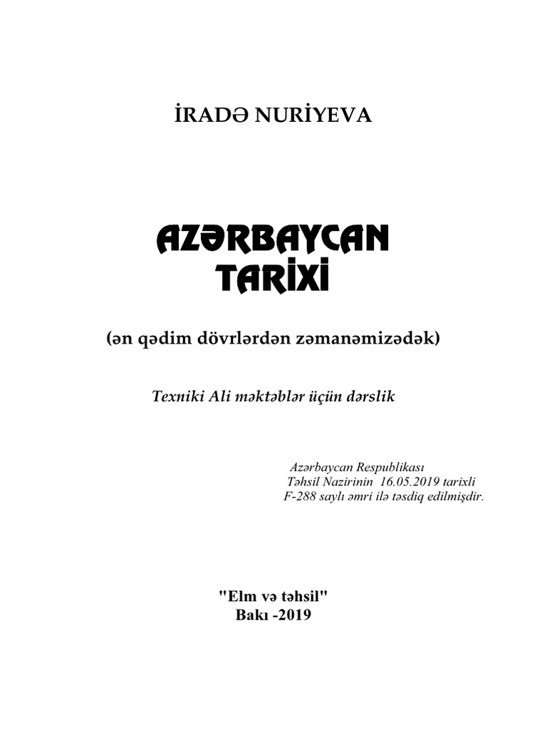 Azerbaycan Tarixi en Qedim Dovrlerden Zemanemizedek | PDF
