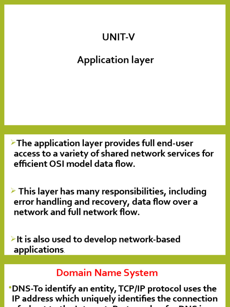 UNIT V Application Layer | PDF | World Wide Web | Internet & Web