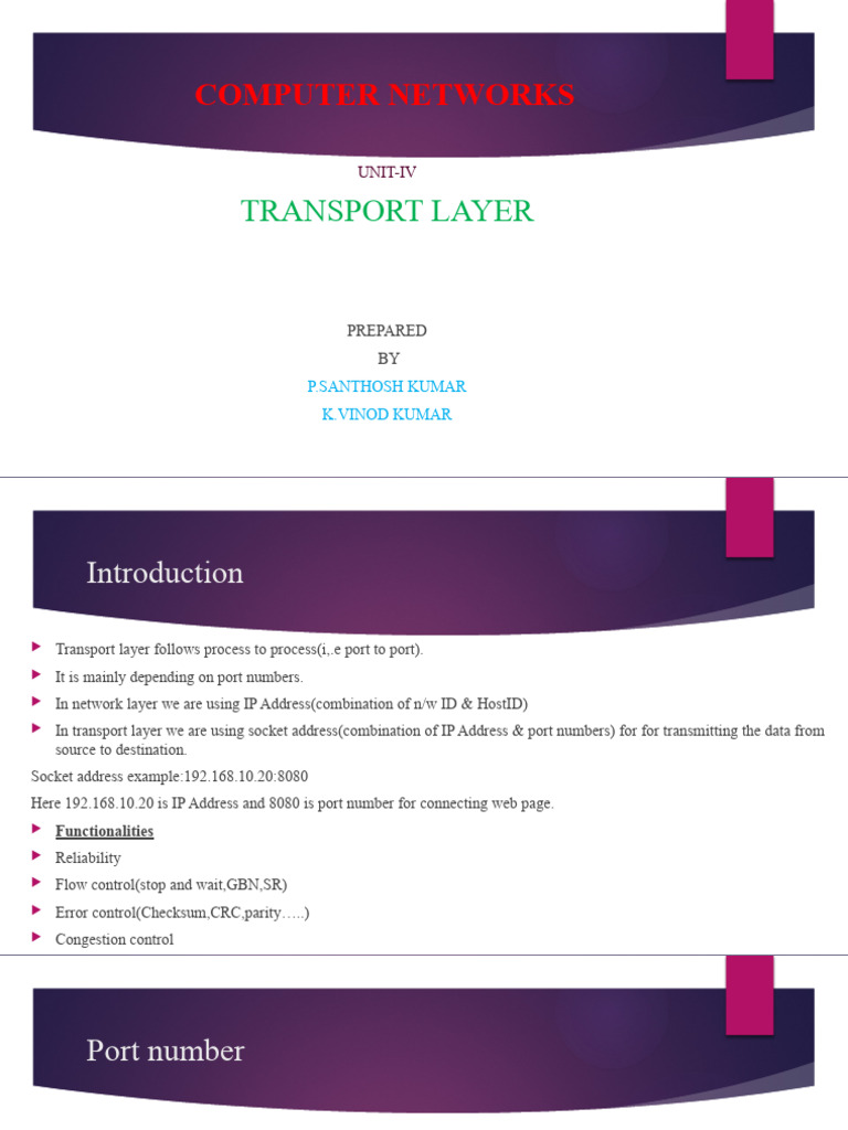 Transport Layer | PDF | Transmission Control Protocol | Port (Computer Networking)