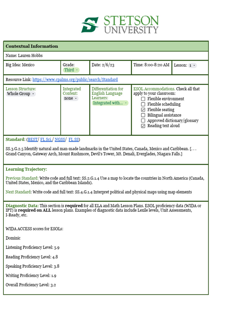 Landmarks and Resources in Mexico Lesson | PDF | English As A Second Or ...