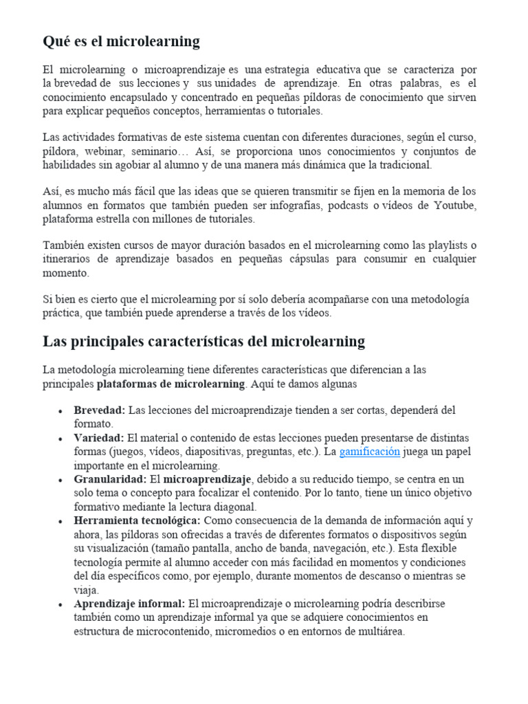 Qué Es El Microlearning | Descargar gratis PDF | Aprendizaje | Cognición
