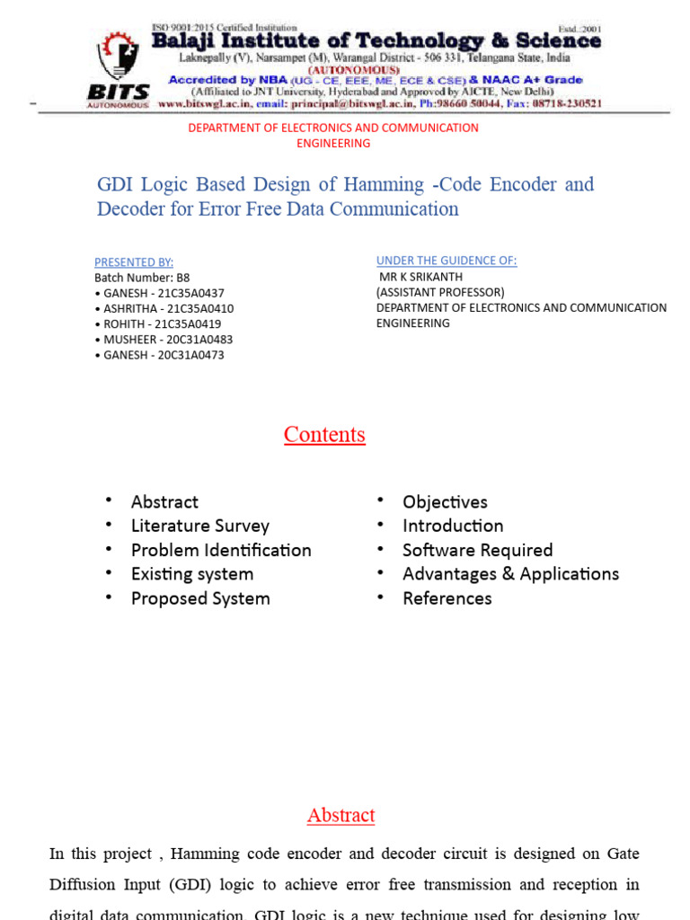 Gdi Logic Based Design Of Hamming Code Encoder And Decoder Pdf
