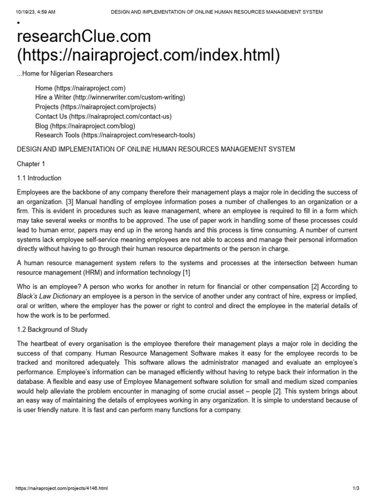 Design and Implementation of Online Human Resources Management System ...