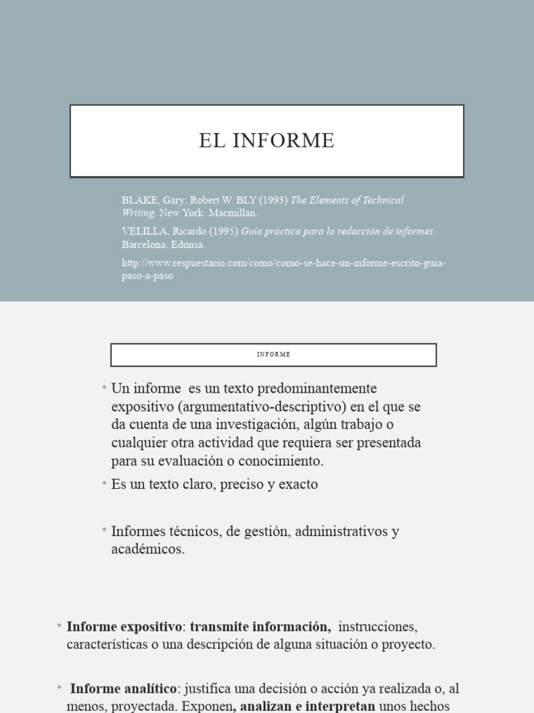 El Informe | PDF | Bibliografía | Publicación