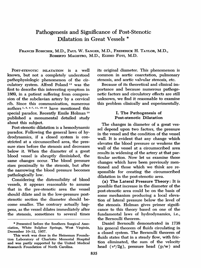 Post-Stenotic Dilatation in Great Vessels | PDF | Aorta | Vasodilation